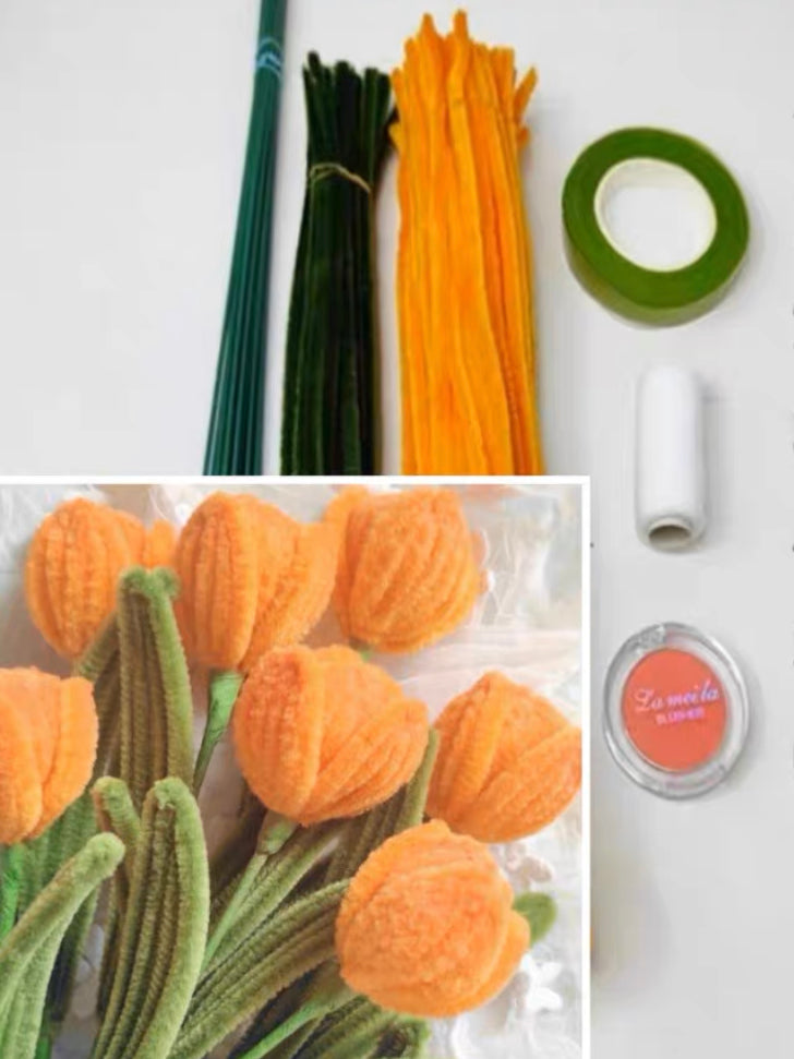 DIY raw material pipe cleaner tulips flower handcraft for birthday gif ...
